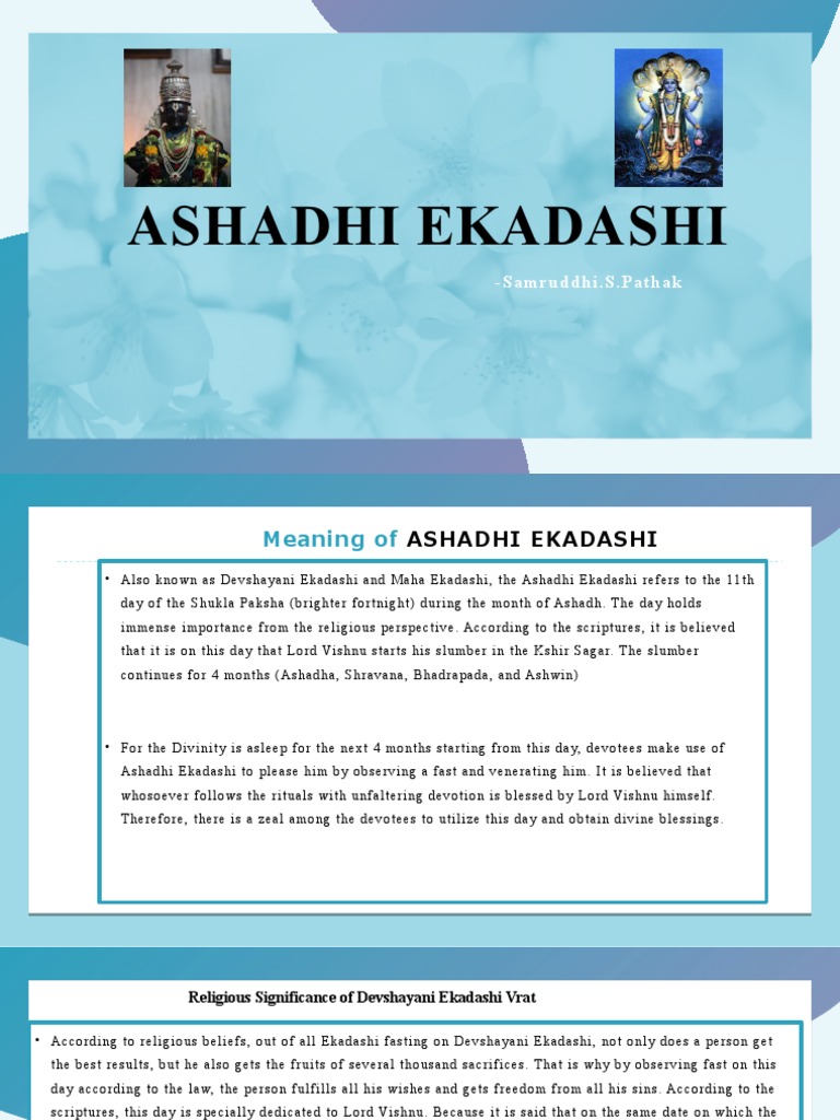 Significance of Ashadhi Ekadashi | PDF | Hindu Worship | Religious Holidays