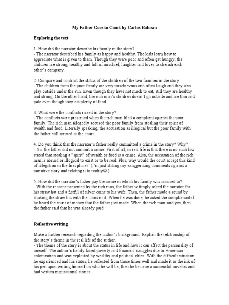 Analyzing "My Father Goes to Court" | PDF | General Fiction