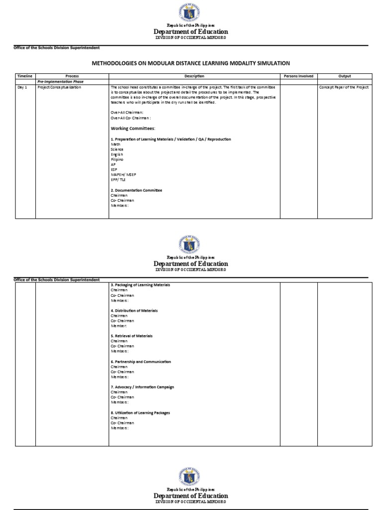 Department of Education: Methodologies On Modular Distance Learning ...