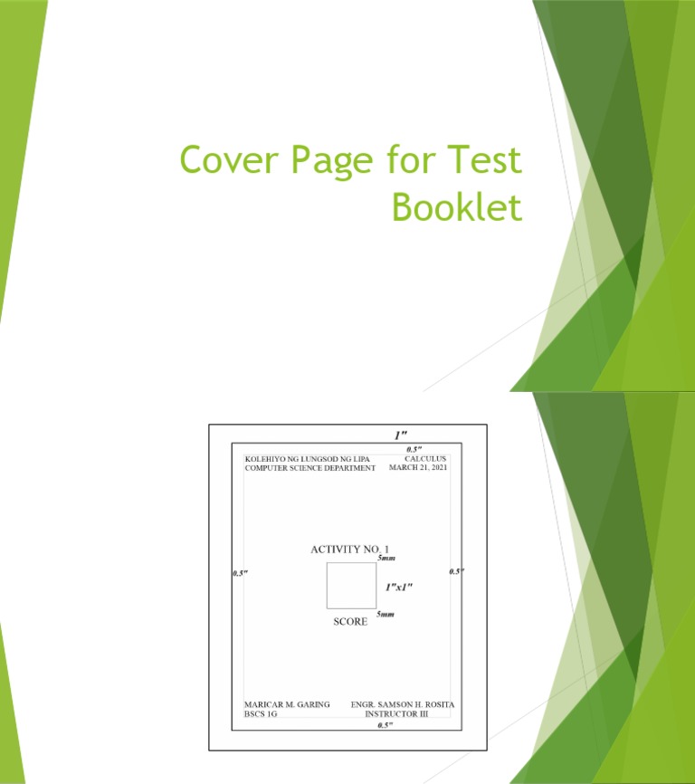 Cover Page For Test Booklet | PDF
