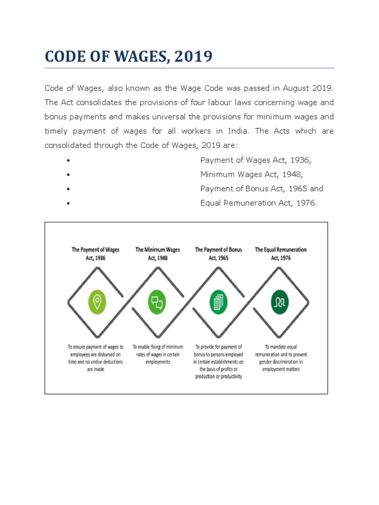 Code of Wages Act 2019 | PDF | Employment | Wage