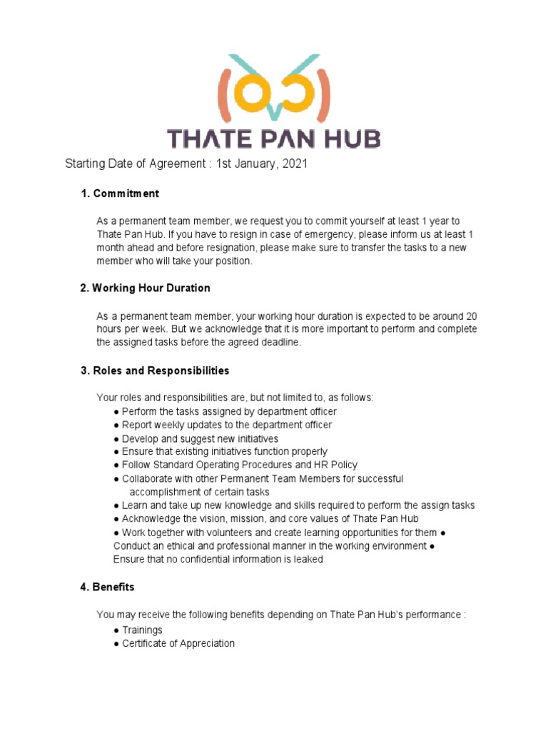 Agreement Permanent Team Member 1-1 | PDF