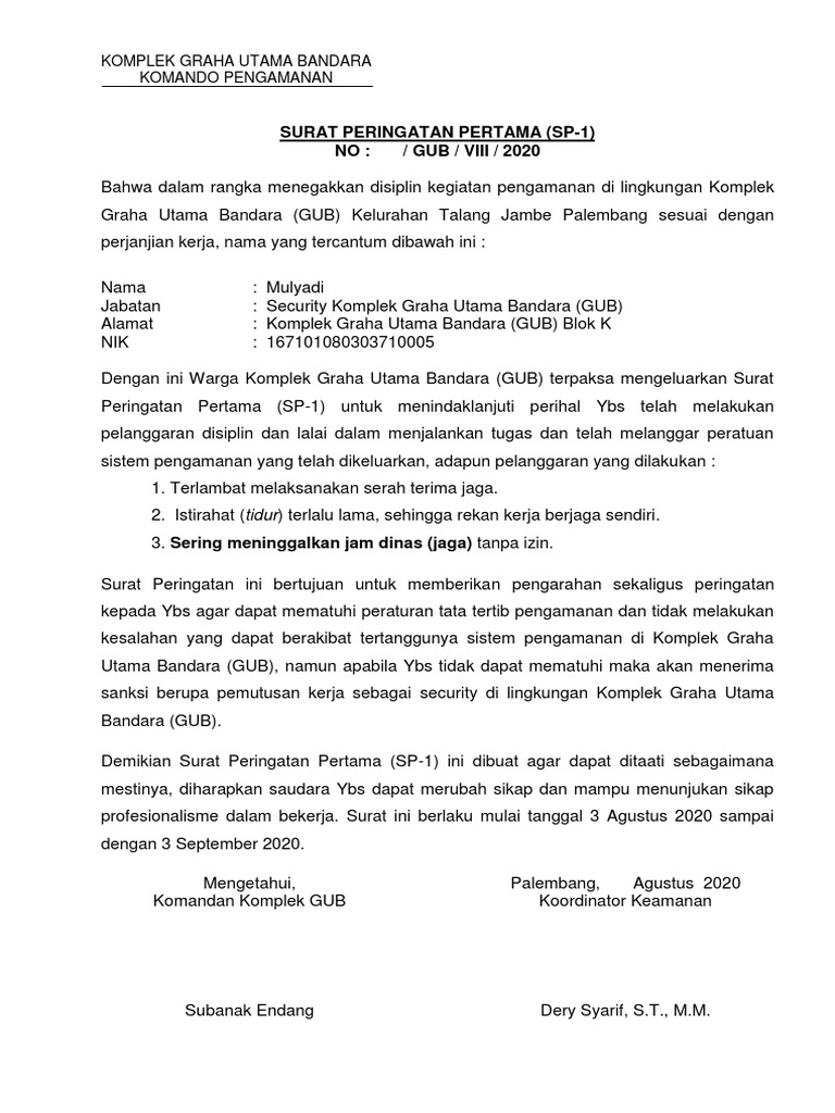 Surat Peringatan Security | PDF