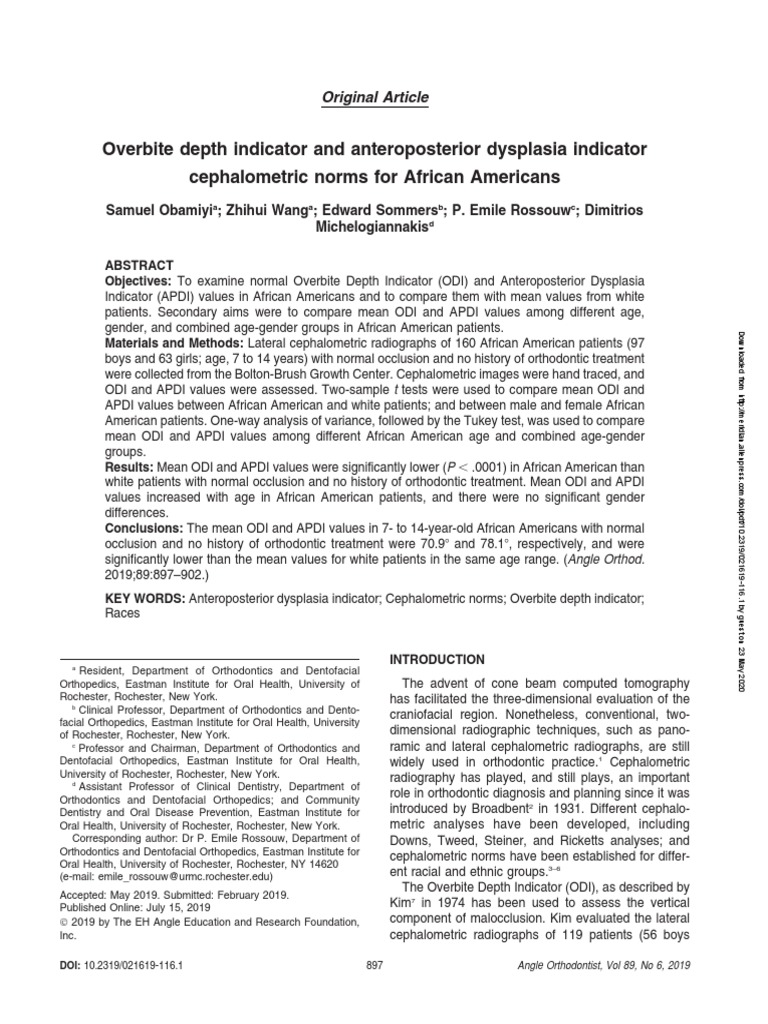 Overbite Depth Indicator and Anteroposterior Dysplasia Indicator ...