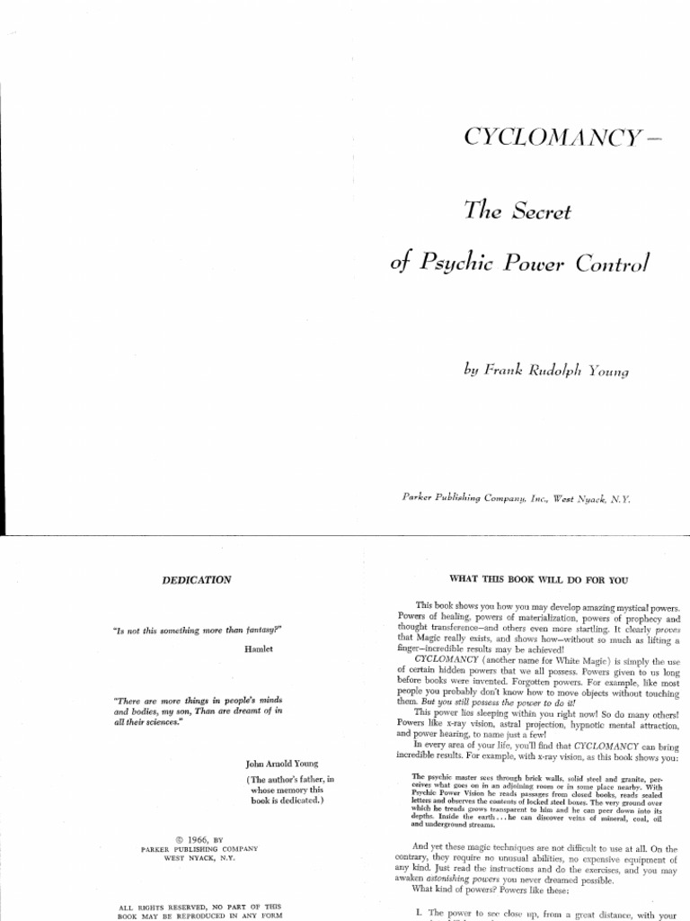 Frank Rudolph Young - Cyclomancy - The Secret of Psychic Power Control ...