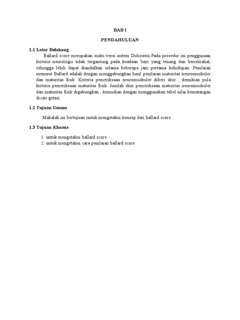 BAB I - Ballard Score | PDF