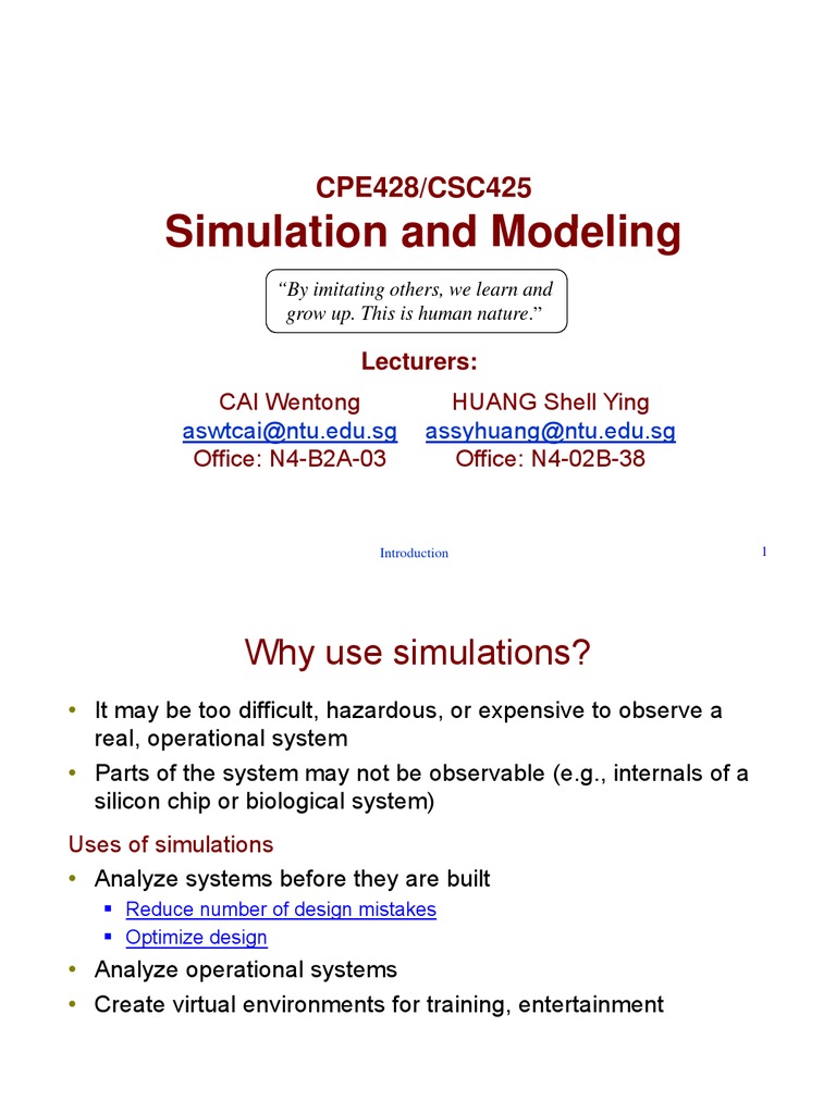 Simulation and Modeling Simulation and Modeling: CPE428/CSC425 | Download Free PDF | Computer ...