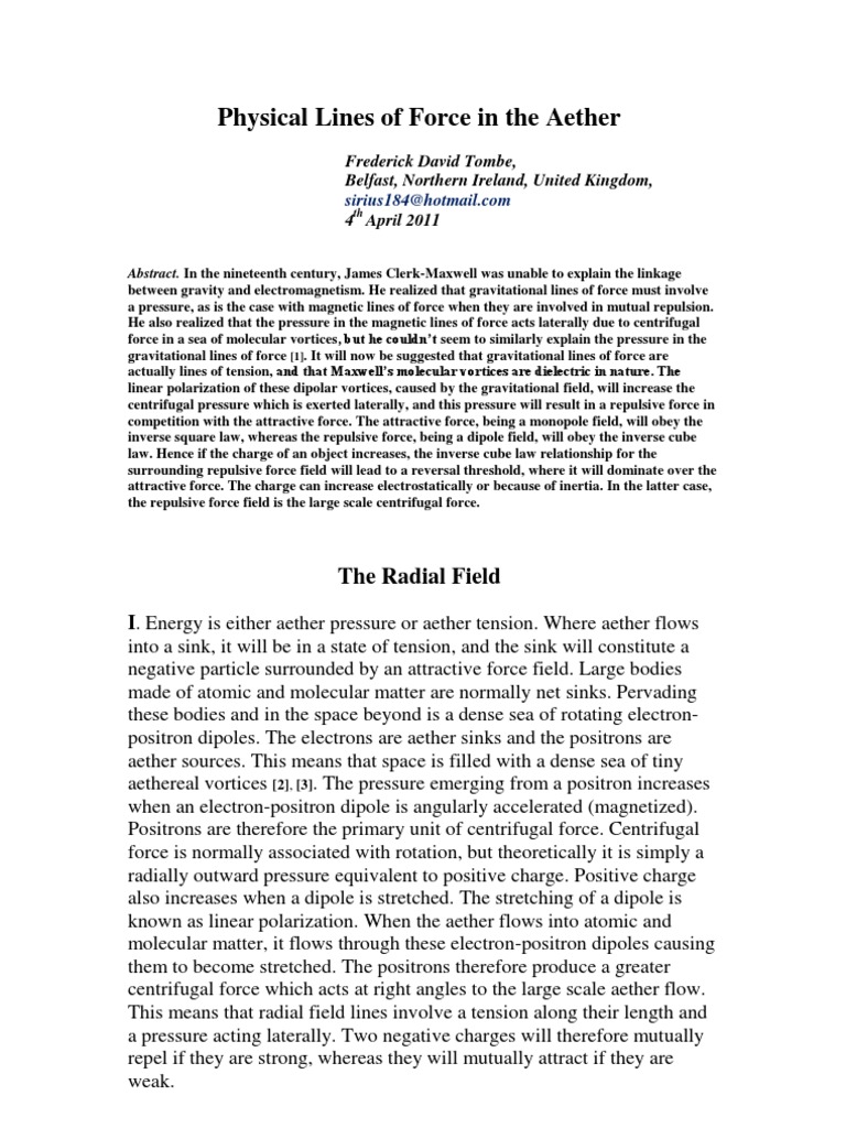 Physical Lines of Force in The Aether | PDF | Luminiferous Aether | Force