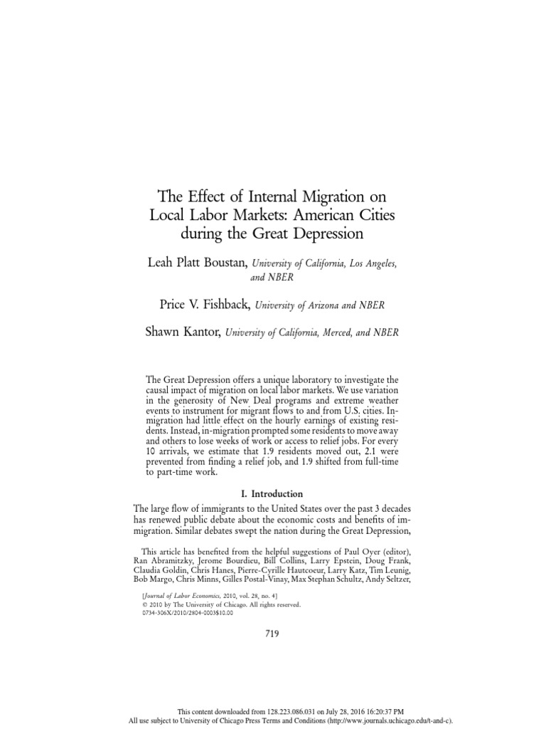 The Effect of Internal Migration On Local Labor Markets: American ...