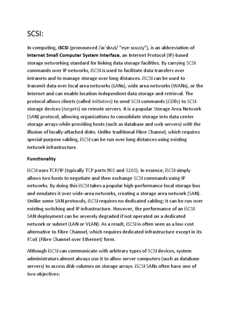 Scsi:: Internet Small Computer System Interface, An Internet Protocol ...