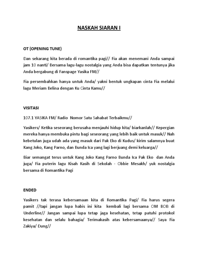 Naskah Siaran (Full) | PDF