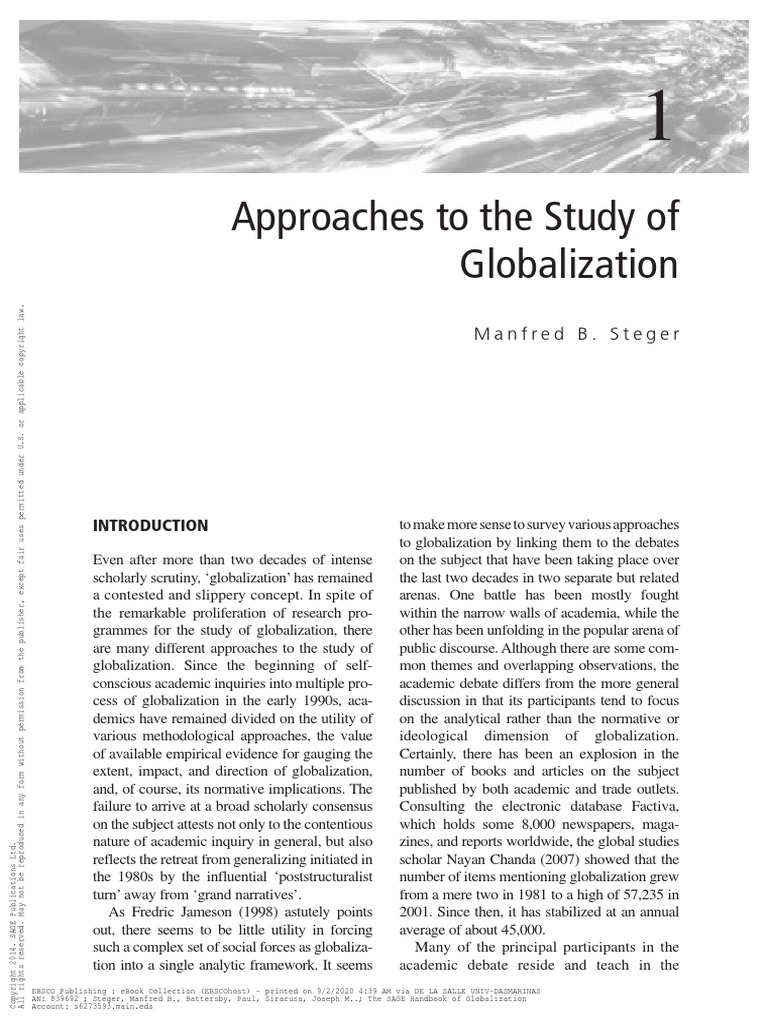 Approaches To Globalization | PDF | Globalization | Economies