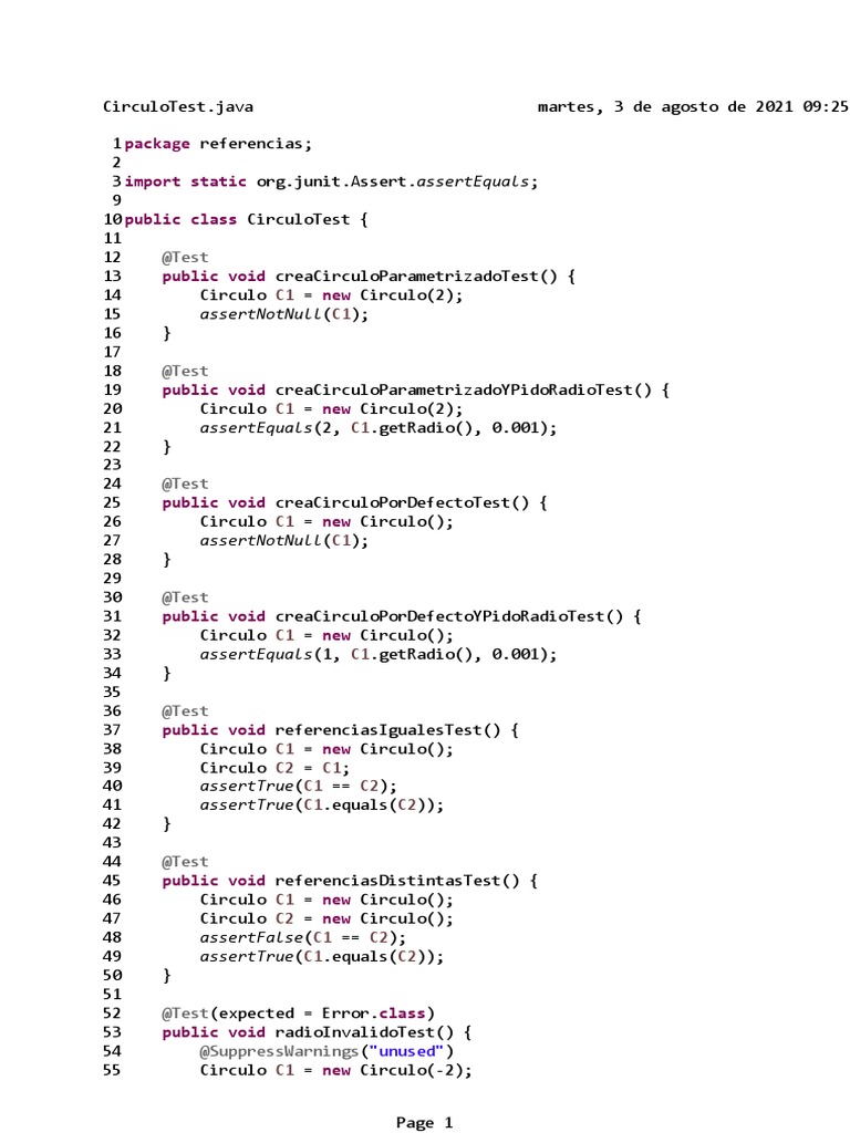 Package Import Static Public Class: @test | PDF
