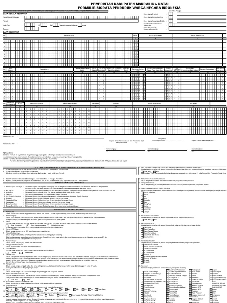 Formulir Biodata Wni Per Keluarga f1 01 Terbaru | PDF