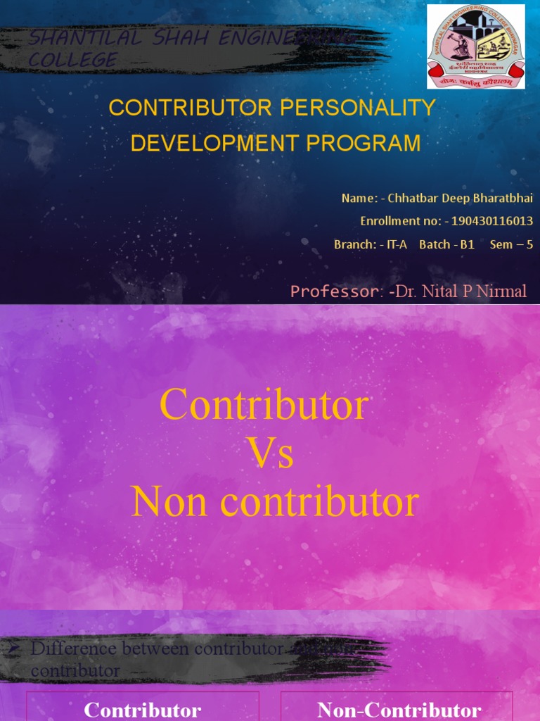 Shantilal Shah Engineering College: Contributor Personality Development Program | PDF ...
