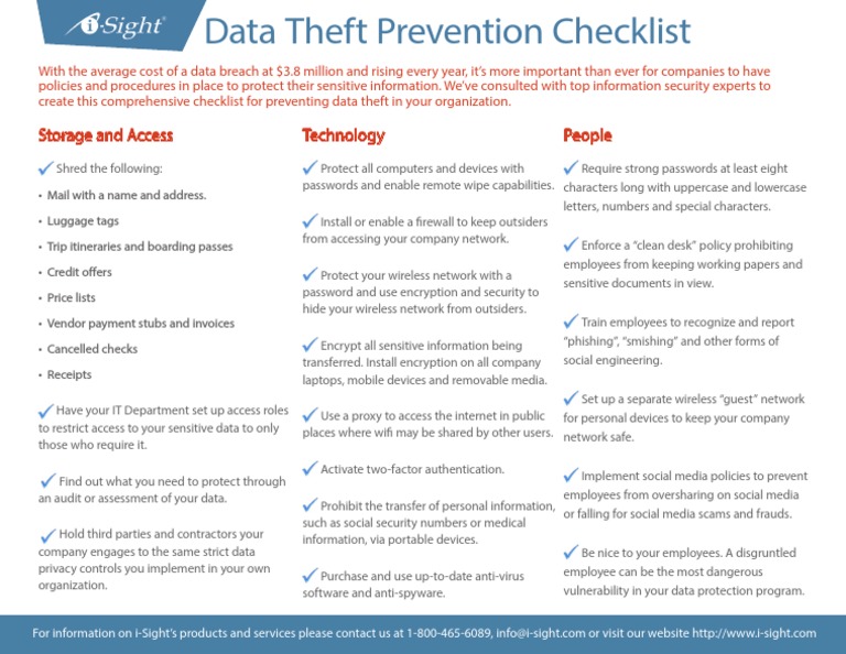 Data Theft Prevention Checklist | PDF | Security | Computer Security