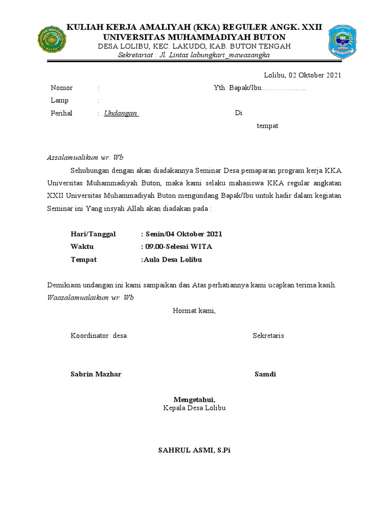 Surat Undangan Kka | PDF