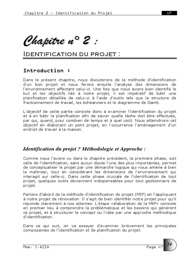 Méthode d'Identification de Projet | PDF | Planification ...