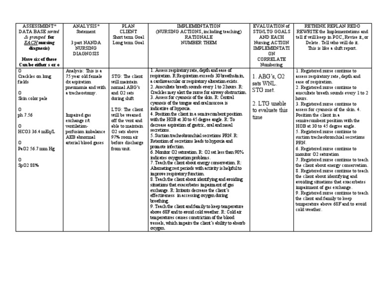 Nursing Care Plan Impaired Gas Exchange | PDF | Breathing | Respiratory ...
