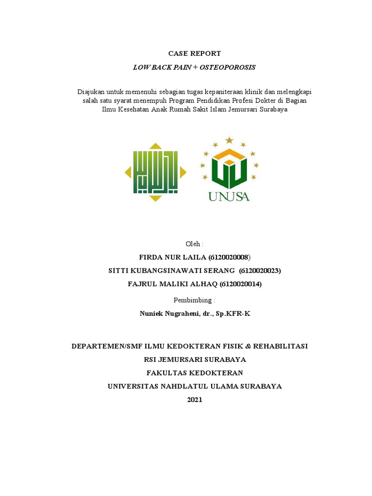 Case Report LBP + Osteoporosis | PDF
