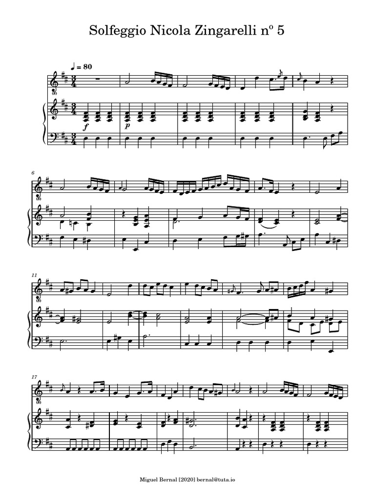 ZINGARELLI Solfeggio Nicola Zingarelli #5 para Soprano | PDF