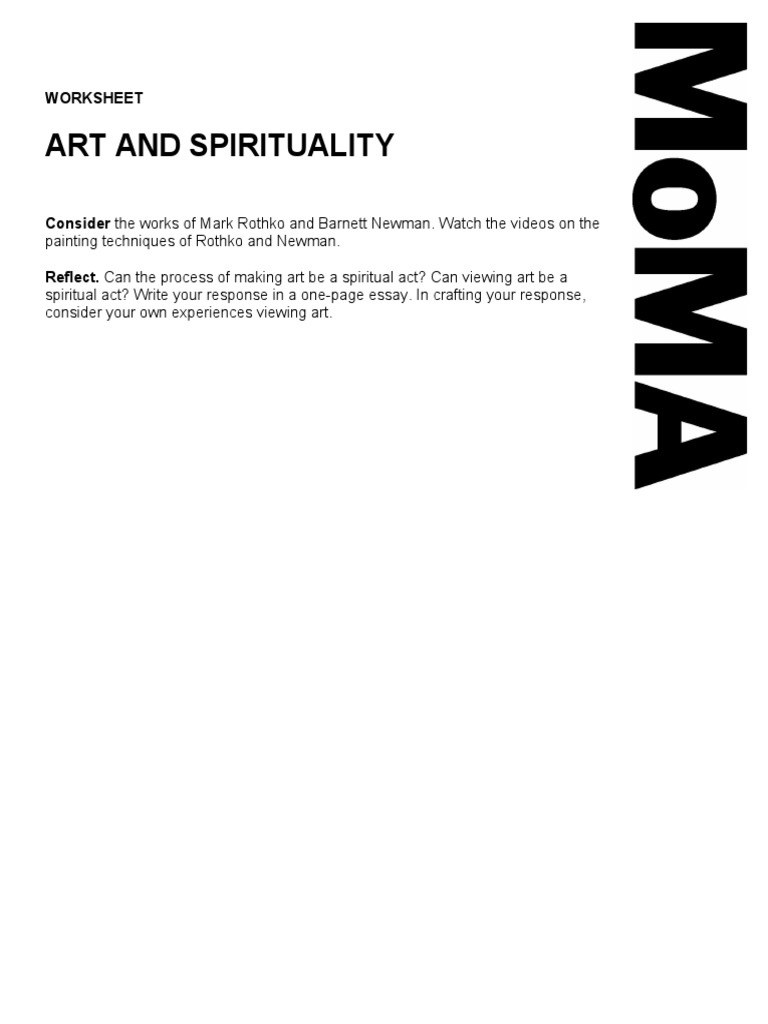 Art and Spirituality: Worksheet | PDF