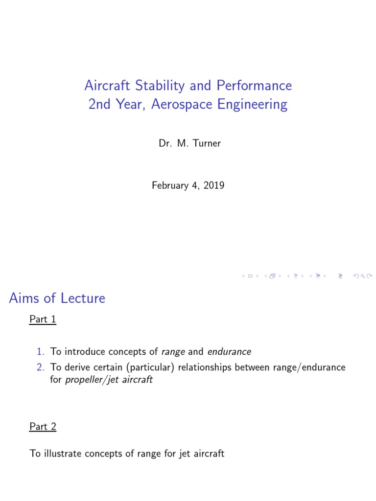 Aircraft Range and Endurance Analysis | PDF | Aircraft | Physical ...