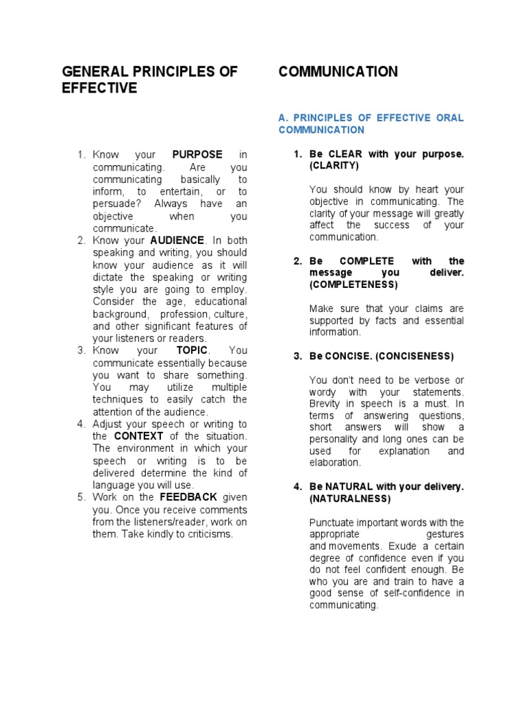 General Principles of Effective Communication | PDF | Communication ...