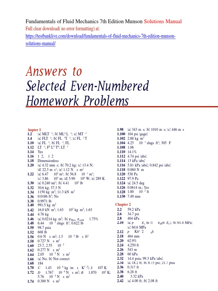 Answers To: Selected Even-Numbered Homework Problems | Download Free PDF | Continuum Mechanics ...