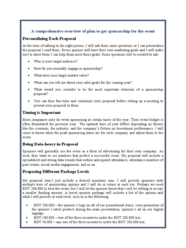 A Comprehensive Overview of Plan To Get Sponsorship For The Event | PDF ...