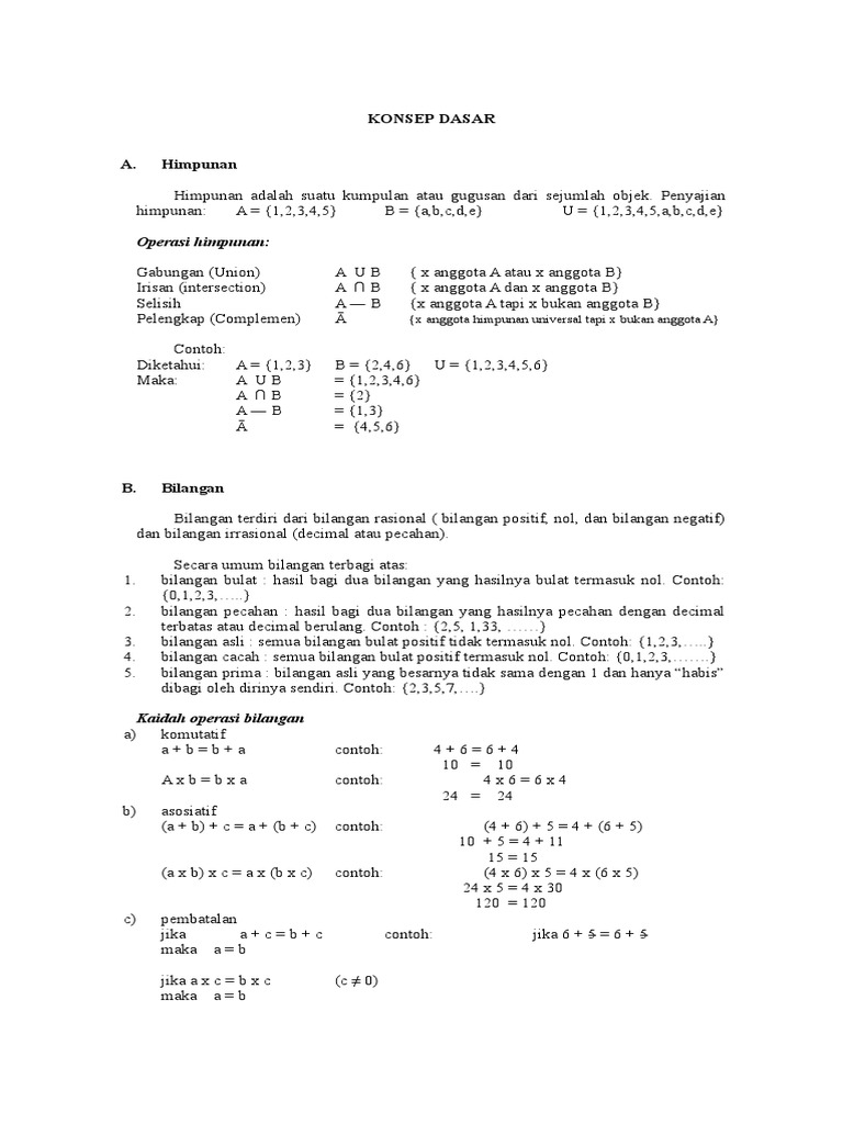 Konsep Dasar MTK | PDF