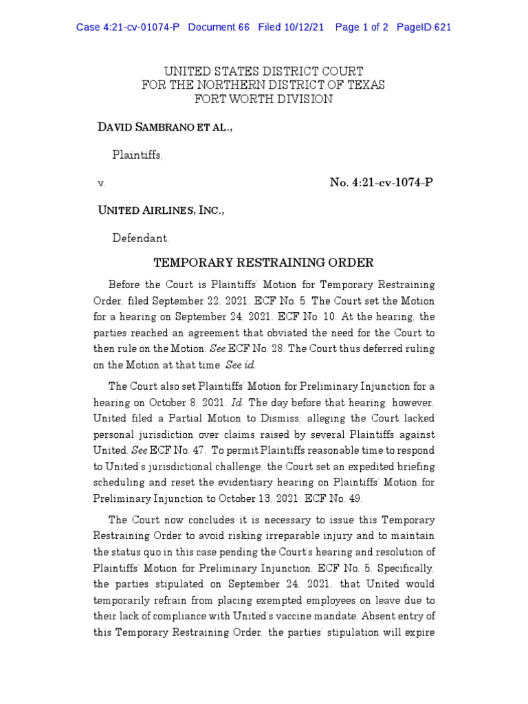 United Restraining Order Pdf Injunction Government