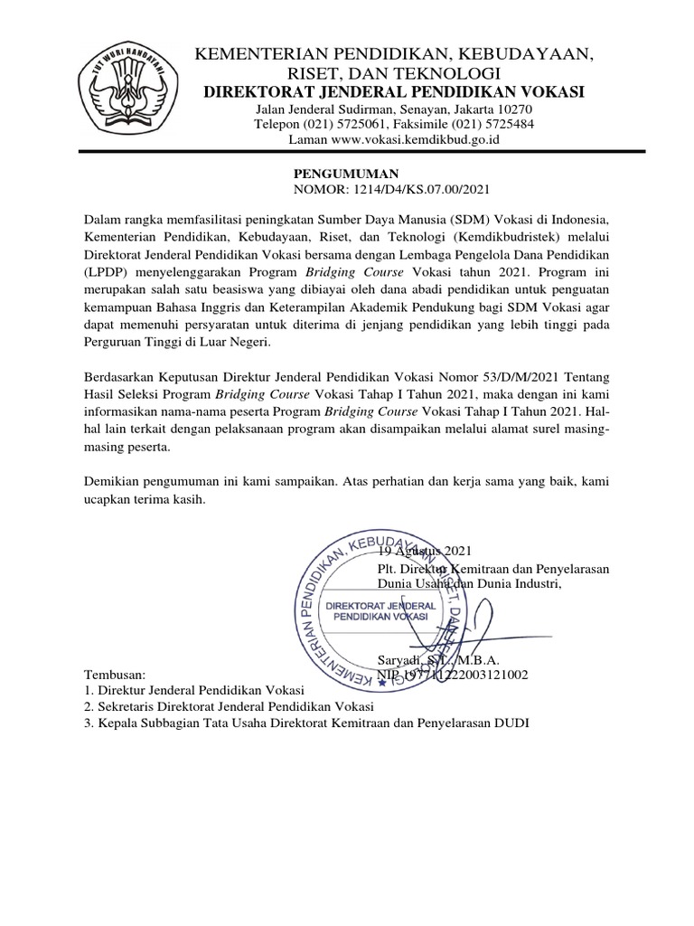 Pengumuman Seleksi Substansi | PDF