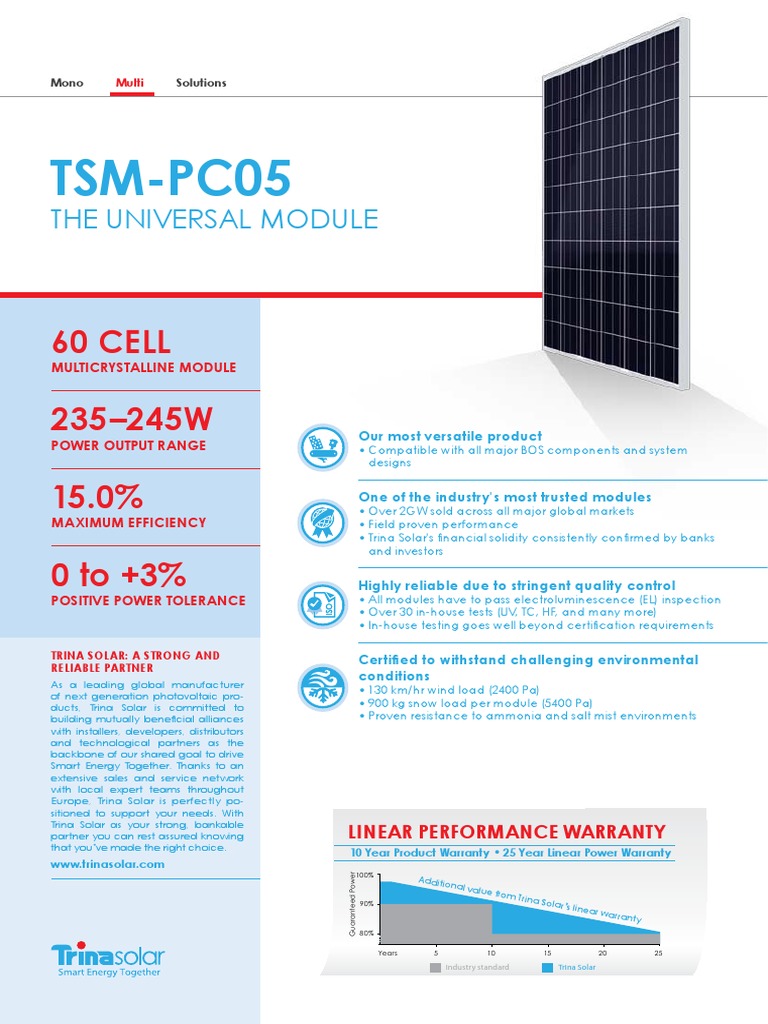 TSM PC05 Datasheet EN | PDF | Photovoltaics | Solar Panel