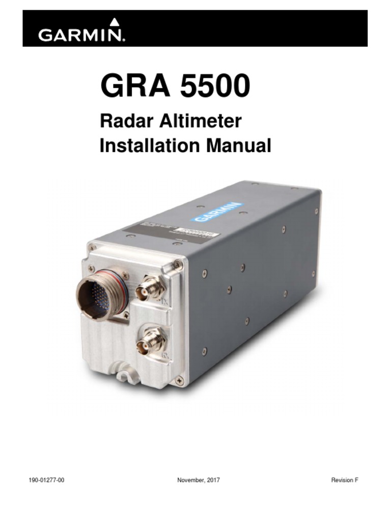 Radar Altimeter Installation Manual: 190-01277-00 November, 2017 ...