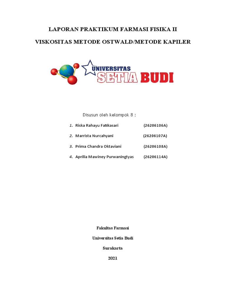 Laporan Praktikum Farmasi Fisika II-Viskositas Metode Ostwald-Kelompok 5 | PDF