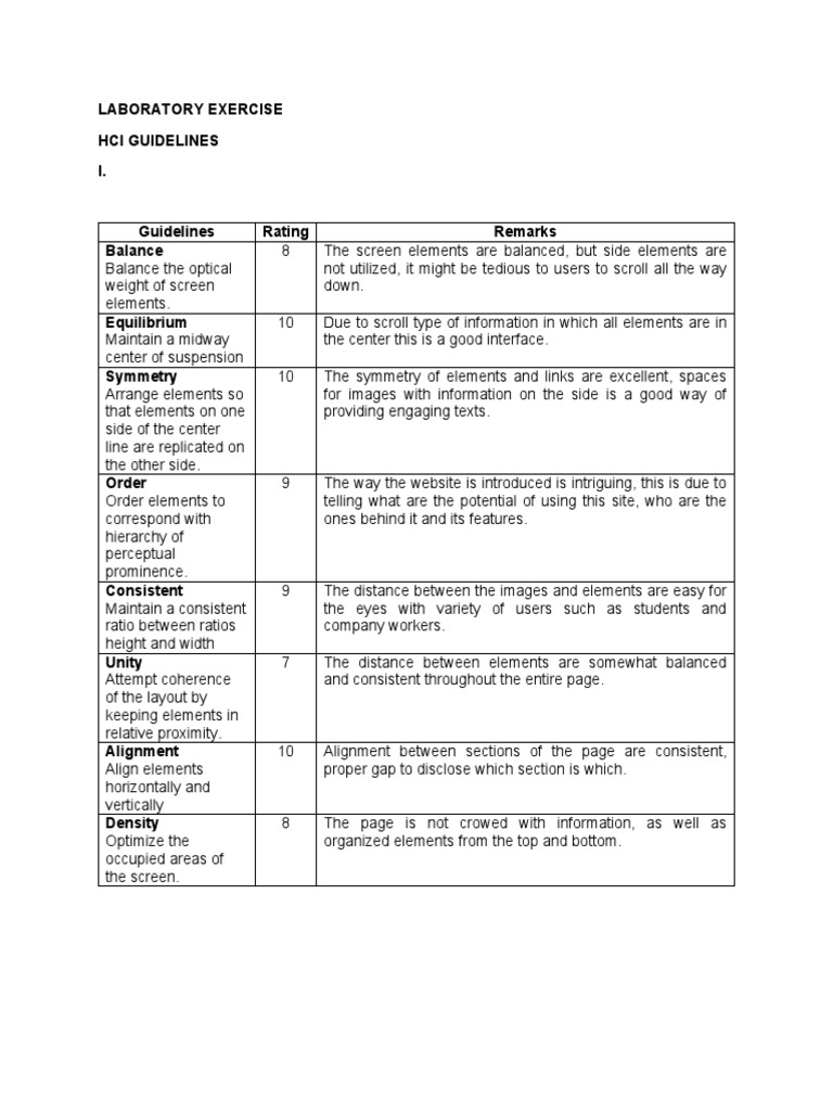 Laboratory Exercise Hci Guidelines I | PDF | Graphical User Interfaces | Human–Computer Interaction