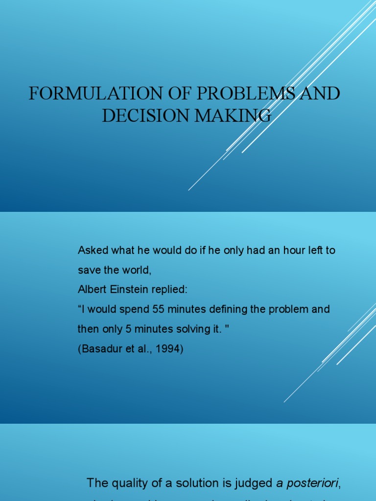 Formulation of Problems and Decision Making | PDF | Decision Making ...