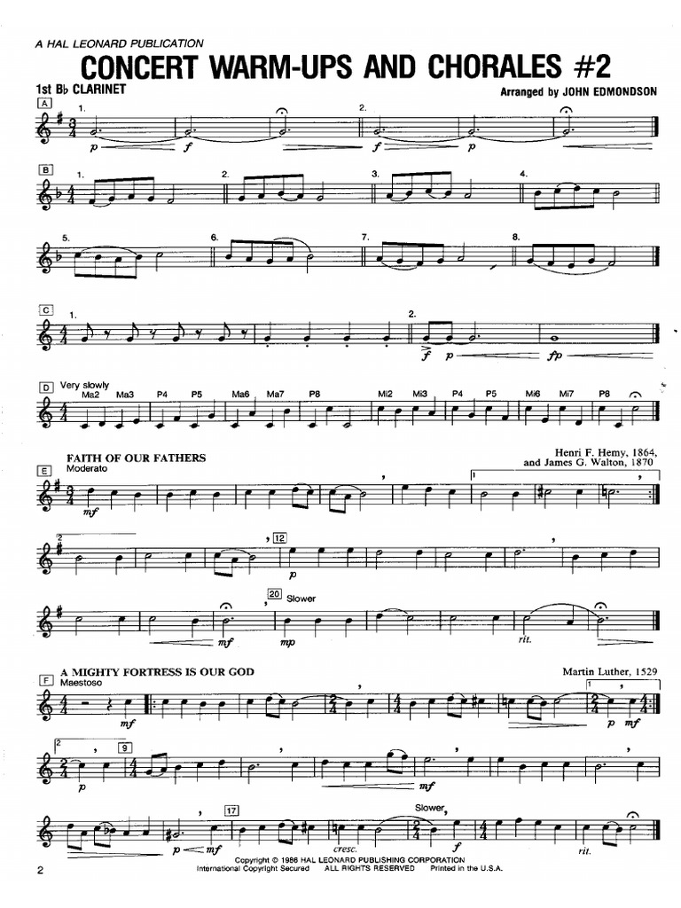 01 - Concert Warm-Ups and Chorales #2 - Klar B1 | PDF