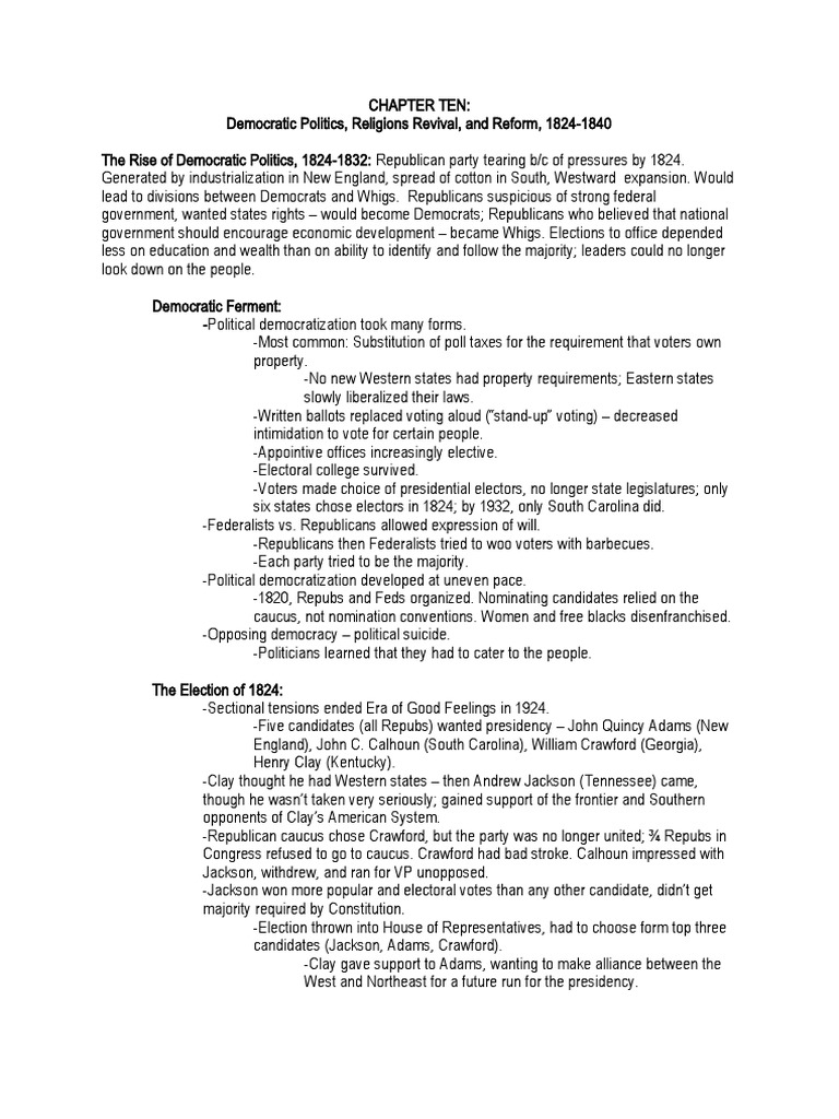 Apush Chapter 10 Notes | PDF | Abolitionism In The United States | Whig ...