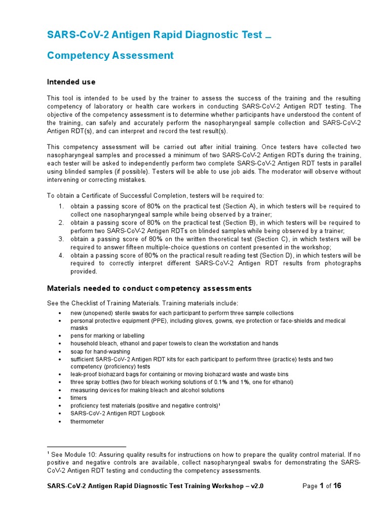 Sars-Cov-2 Antigen Rapid Diagnostic Test - Competency Assessment | PDF ...