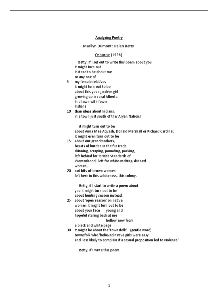 Helen Betty Osborn Questions | PDF | Métis | Poetry
