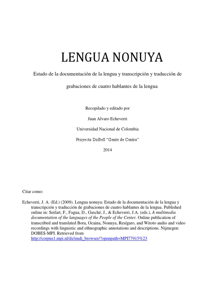 Estado Documentación Nonuya | PDF | Lingüística