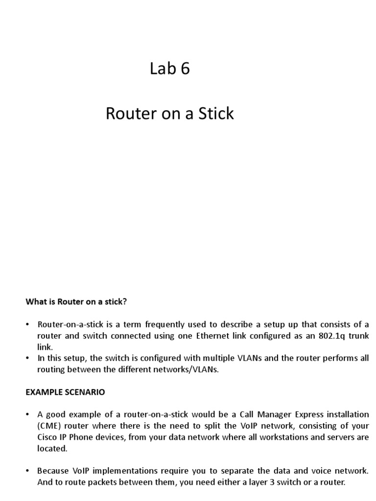 Router on a Stick Guide for IT Pros | PDF | Network Switch | Router ...