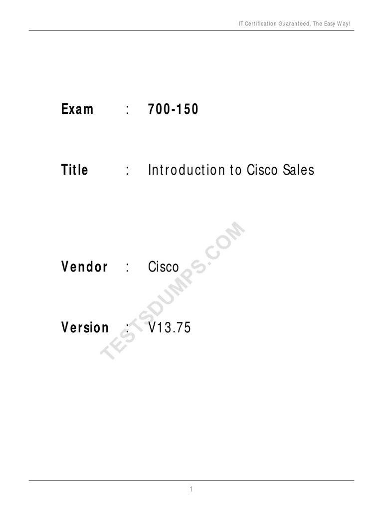 700-150 Cisco Exam | PDF | Cisco Systems | Computer Network