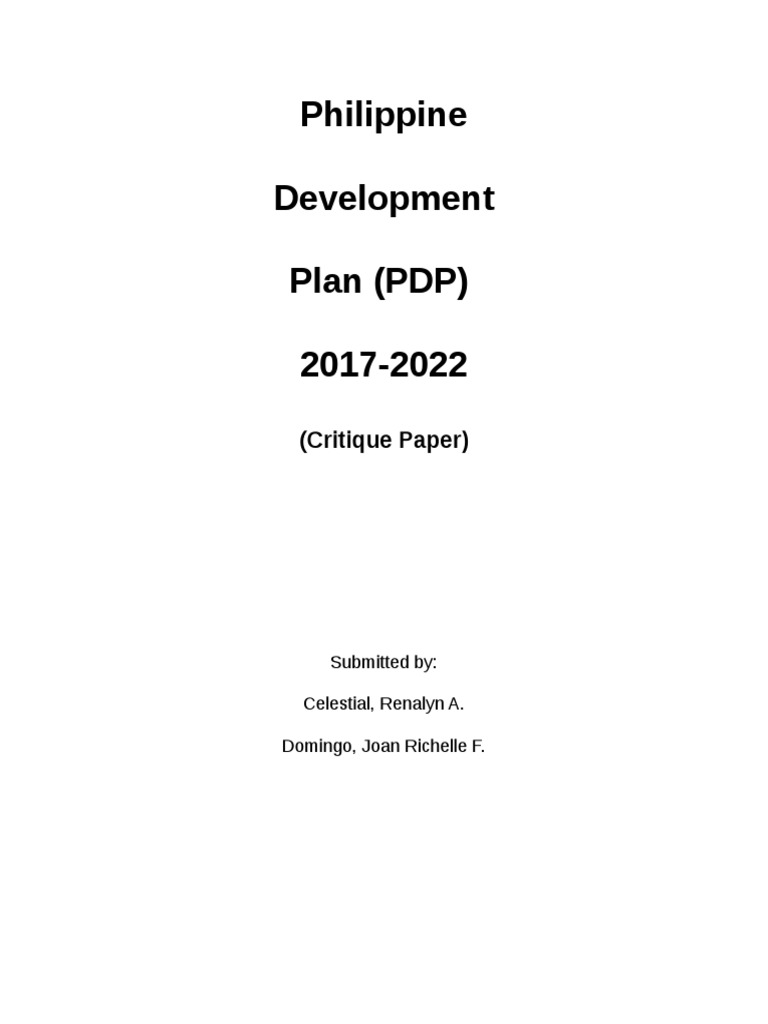 Philippine Development Plan (PDP) 2017-2022: (Critique Paper) | PDF ...