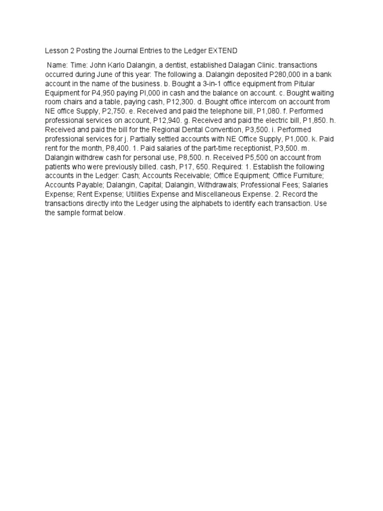 Lesson 2 Journal Entries Accounting | PDF