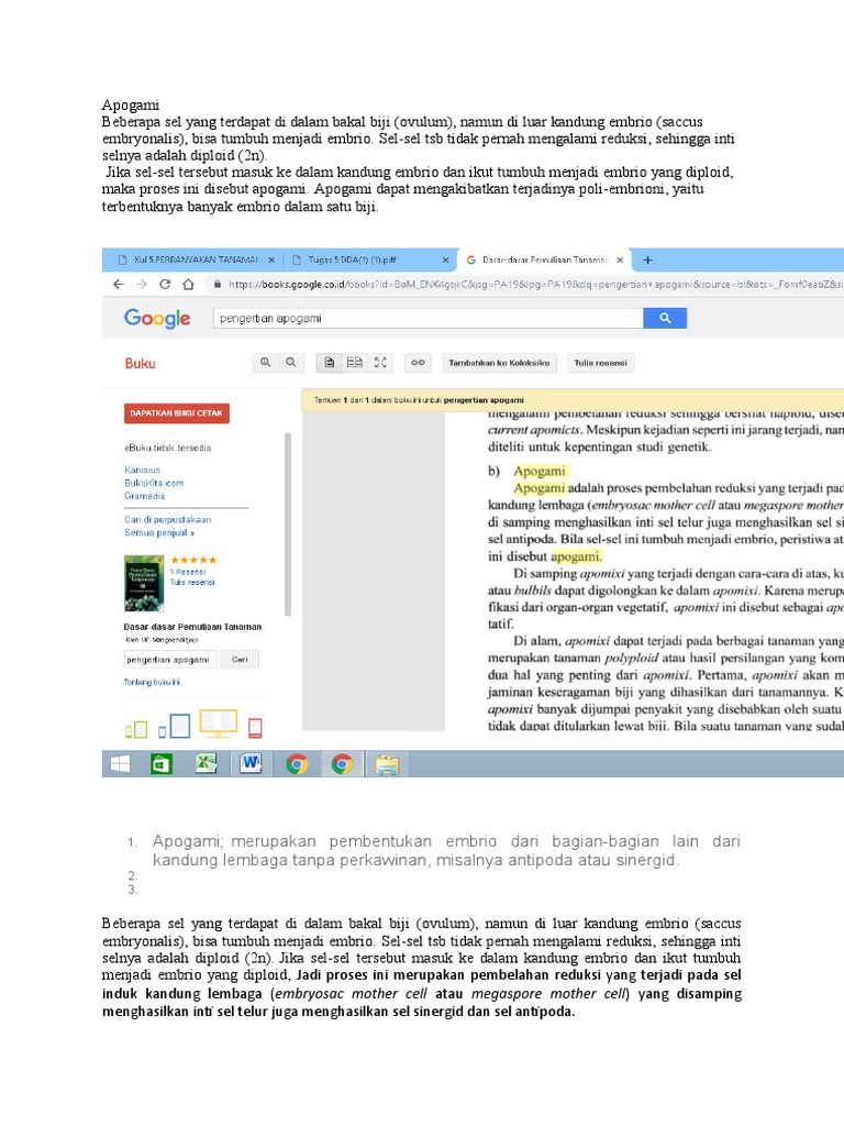 Apogami dan Poliembrioni pada Tanaman | PDF | Sains & Matematika