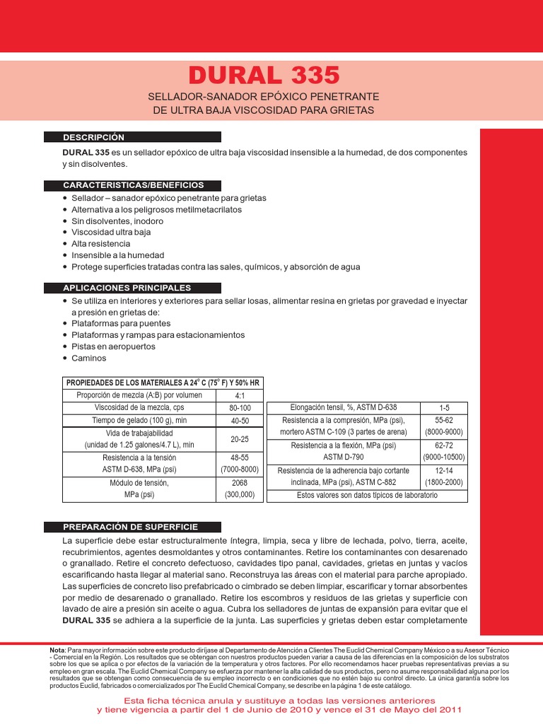 3.dural 335 Ficha. | PDF | Hormigón | Agua
