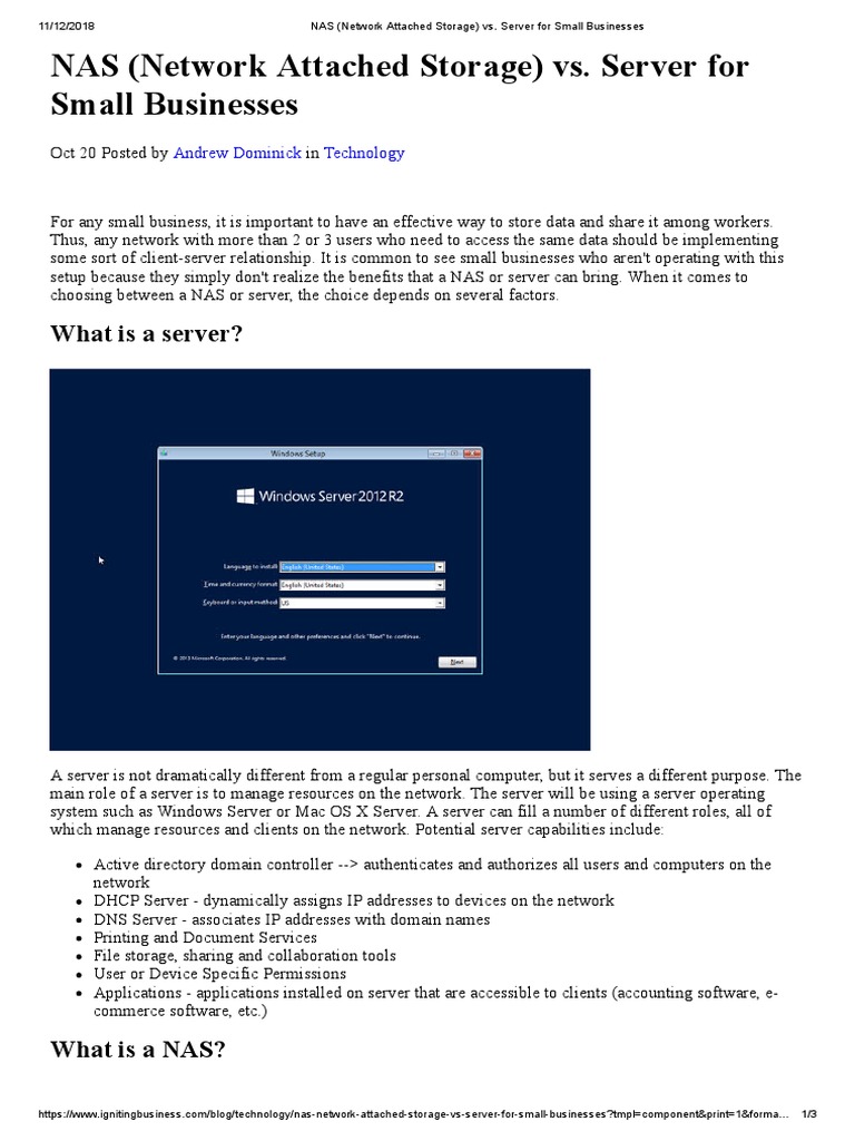 NAS vs. Server: Small Biz Guide | PDF | Server (Computing) | Computer ...